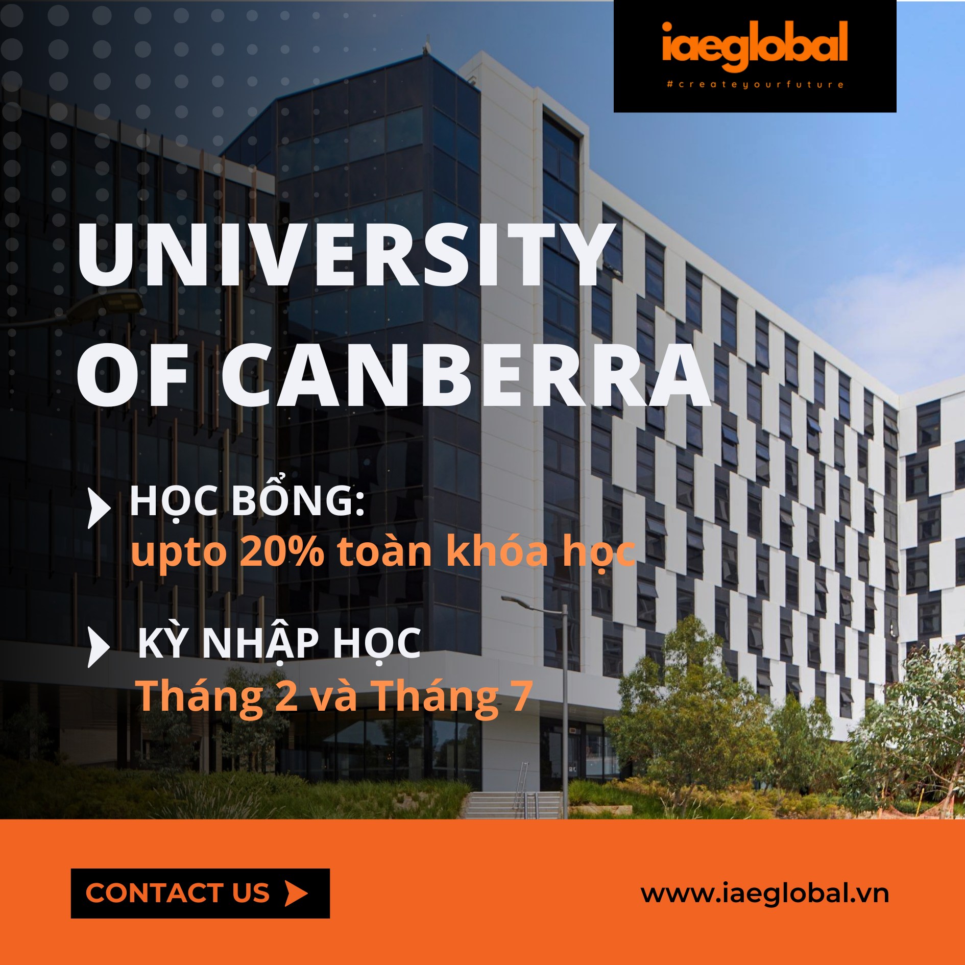 HỌC BỔNG TOÀN KHÓA CÁC TRƯỜNG ĐẠI HỌC HÀNG ĐẦU CỦA ÚC - UNIVERSITY OF CANBERRA